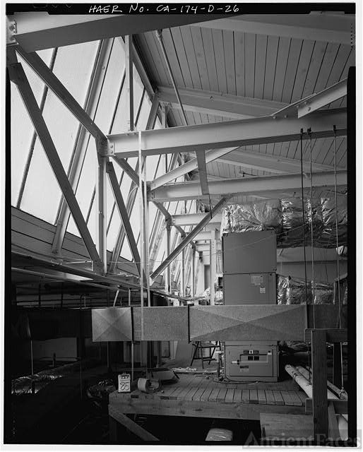 26. CLERESTORY WINDOWS, BEAMS, AND ROOF. NORTHEAST CORNER...