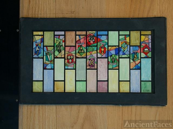 [Design drawing for stained glass window with Twelve...