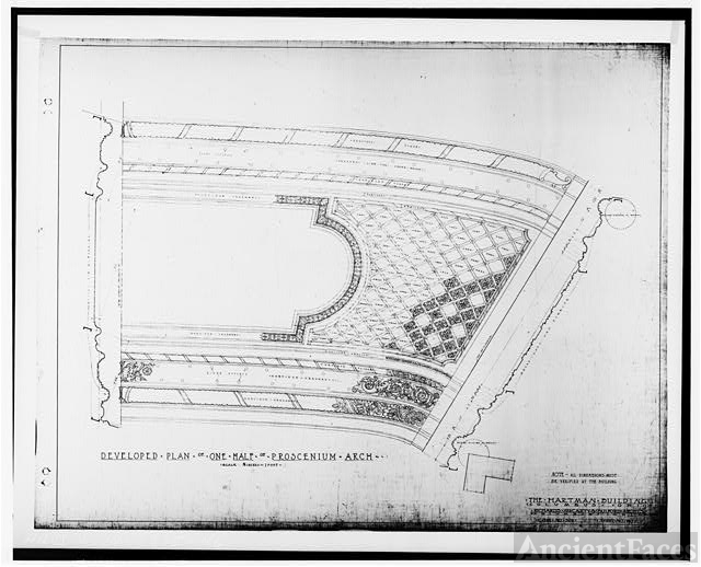 46. Developed plan of one half of proscenium arch