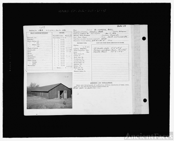 U.S. QUARTERMASTER CORPS FORM NO. 173A (1916); INITIAL...