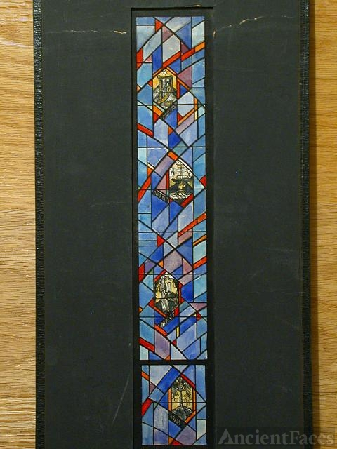 [Design drawing for stained glass window with Psalms,...