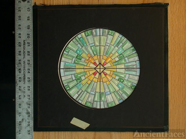 [Design drawing for stained glass window ray of light...