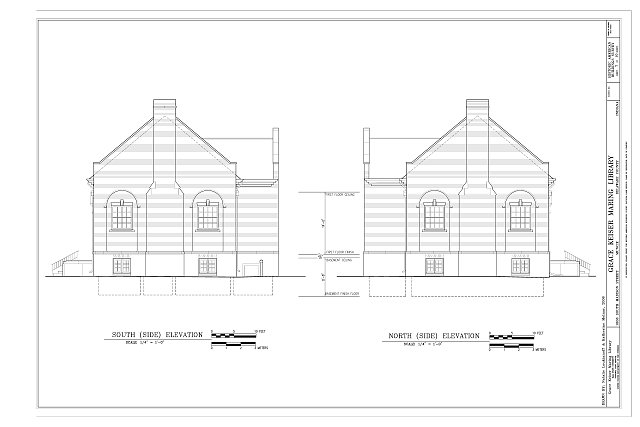 South & North Elevation - Grace Keiser Maring Library,...