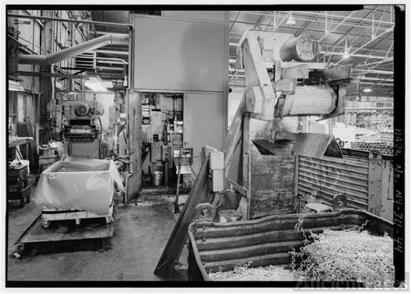 REAR VIEW OF #84 PRESS, SHOWING SCRAP EJECTOR (R).