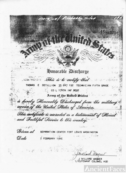 US Army Discharge Cert