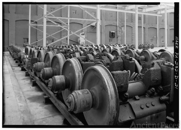 21. VIEW OF AXLE AND WHEEL ASSEMBLY STORAGE AREA,...