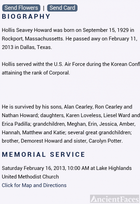 Hollis Seavey Howard obituary