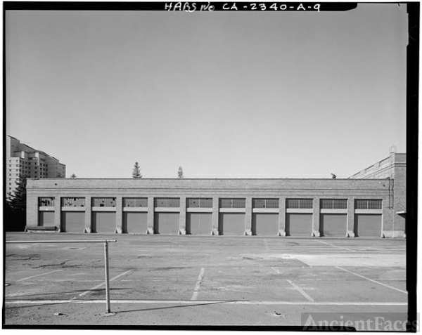View of loading dock portion of Railway Express Building,...
