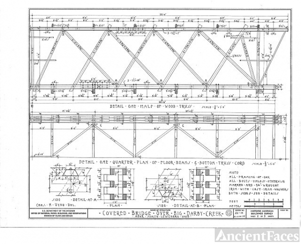 Detail One Half of Wood Truss, Detail One Quarter Plan of...