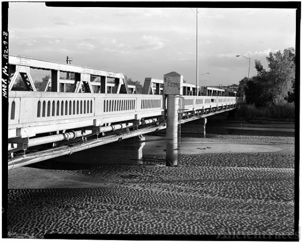 8. WEST WEB DETAIL, SHOWING CONCRETE GUARDRAIL AND RIVER...