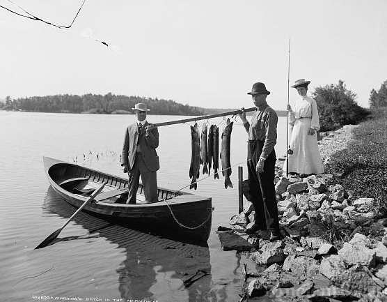 Two unknown men, fishing