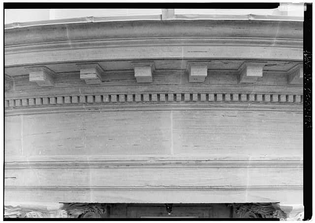 125. South Porch; View of Cornice above Columns #3 and #4...
