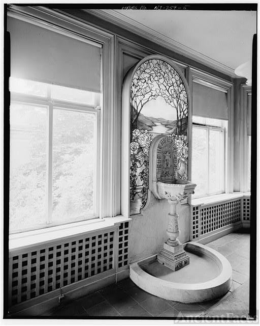 5. FIRST FLOOR, SUNROOM, SHOWING STAINED GLASS MURAL AND...