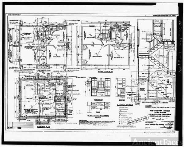 90. LOCK-KEEPERS' DWELLINGS -- FLOOR PLANS AND STAIR...