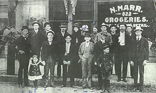 Marrs Family in front of the Grocery