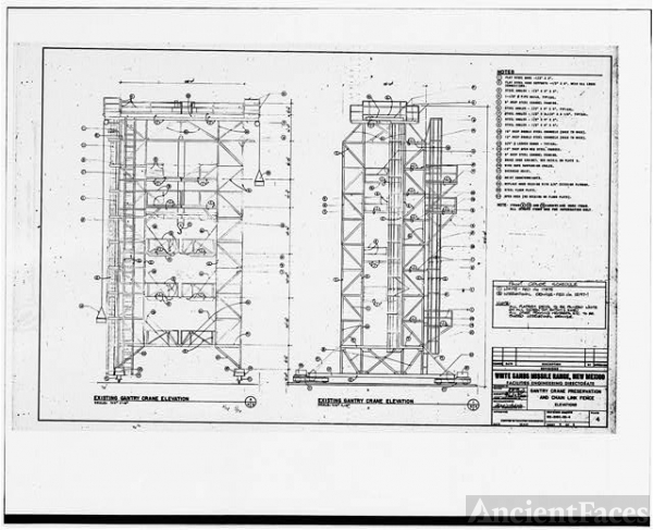 66. Photograph of line drawing. ELEVATIONS OF GANTRY...