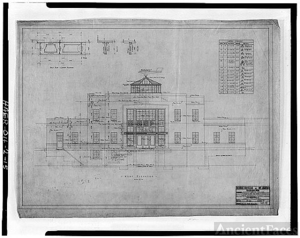 15. Drawing of West elevation of Administration Building,...