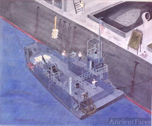 LCT Unloading Cargo off a Liberty Ship - WW2