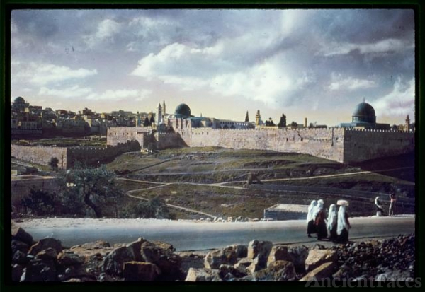 Mount of Olives, Bethphage and Bethany. Jerusalem from...