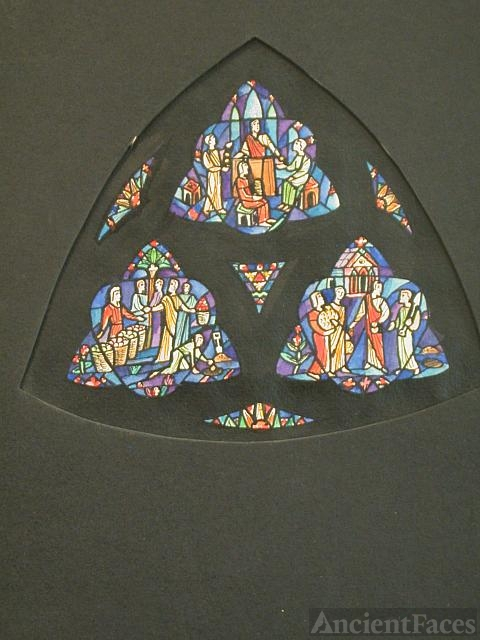 [Design drawing for stained glass window with trilliant...