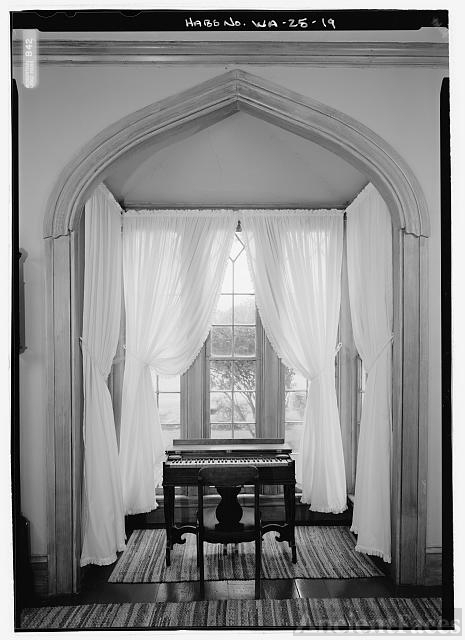 Detail of bay window in southeast room (library), first...