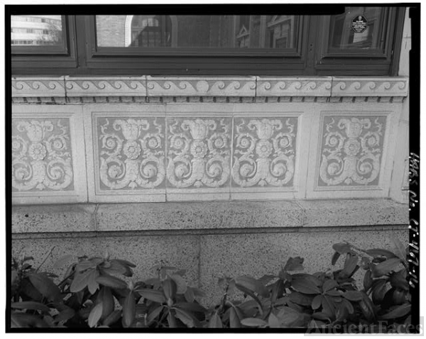 Detail of frieze below window in south wing. - Stamford...