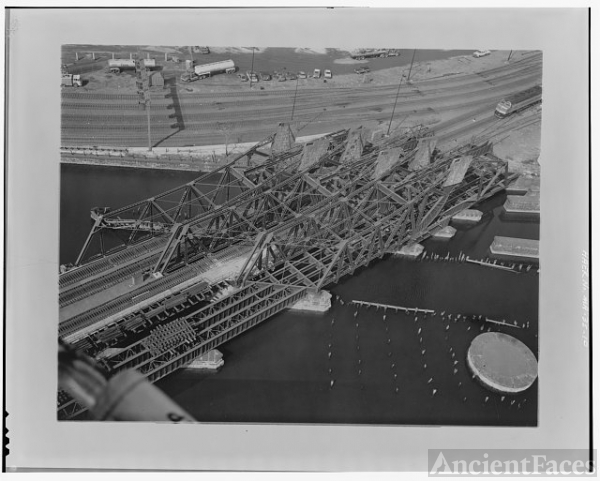 Aerial view of Scherizer Rolling Lift Bridge. - New York,...