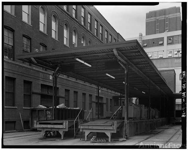 18. VIEW, LOOKING SOUTH, SHOWING LOADING DOCK AND SHAFT...