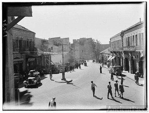 Demolition at Jaffa Gate to clear city wall, July 1944