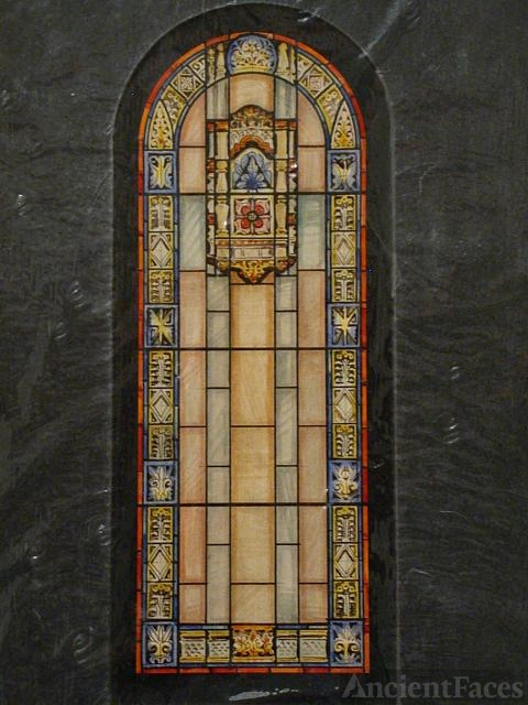 [Design drawing for stained glass Clerestory Window,...