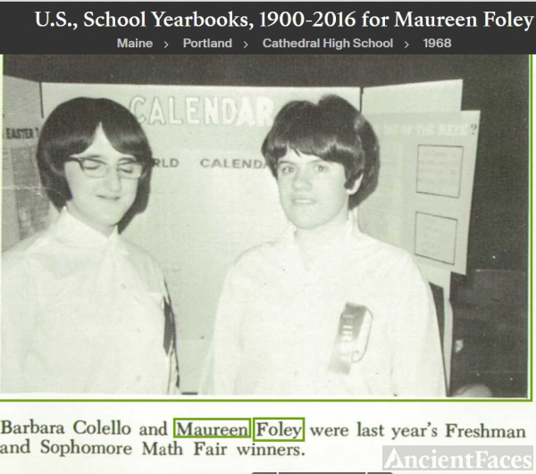 Maureen E Foley-Hester--U.S., School Yearbooks, 1900-2016(1968) Math Club