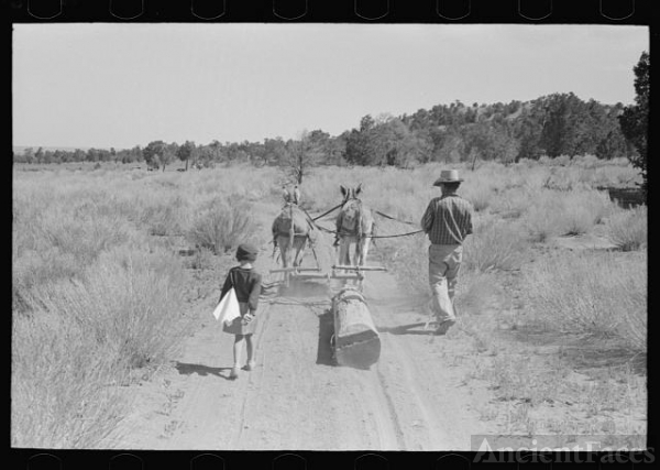 Dragging log from old dugout to be used in building new...
