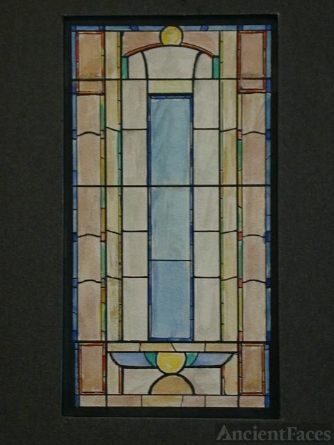 [Design drawing for stained glass window with...