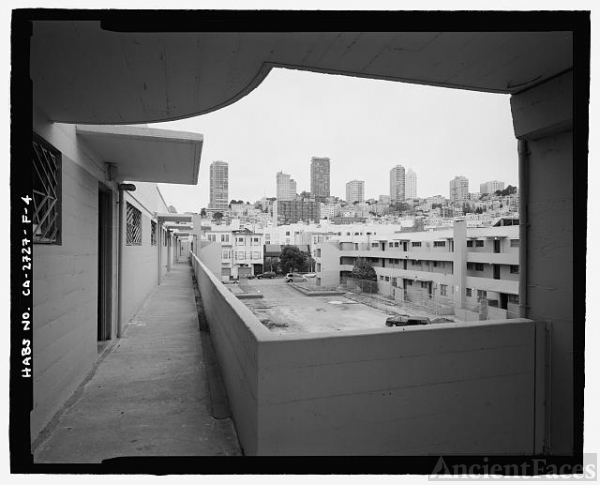 Exterior oblique view of typical 3rd floor balcony at...