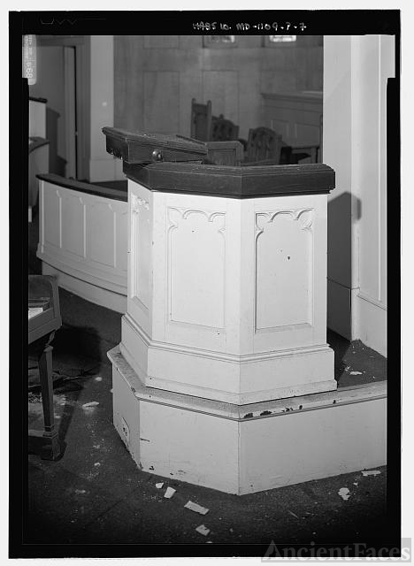 Detail view to show pulpit, looking from the west