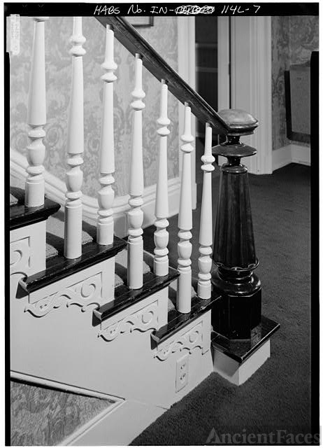 7. INTERIOR, FIRST FLOOR, STAIR HALL, DETAIL OF NEWEL...