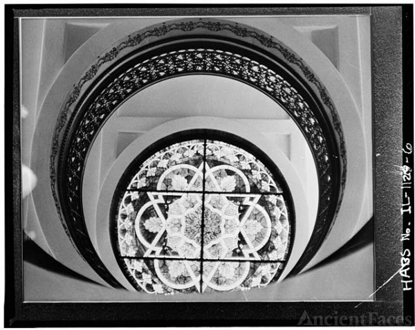 6. Interior, stained glass skylight above rotunda