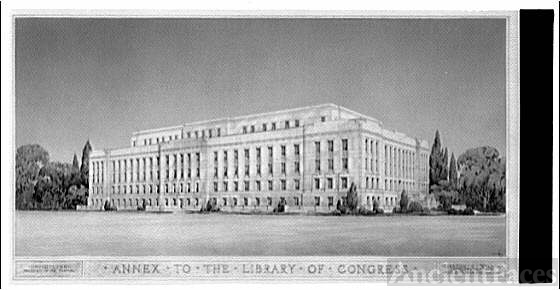 Library of Congress (John Adams Building). Drawing of...