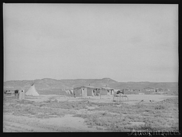 Cheyenne Indian houses. Tongue River Reservation, Montana