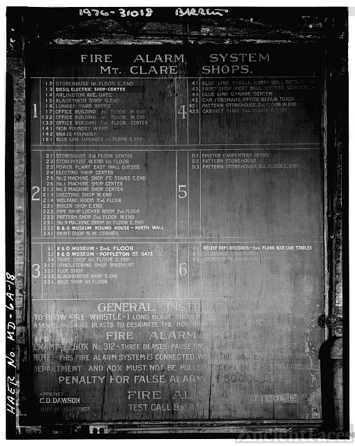 18. DETAIL VIEW OF FIRE ALARM SYSTEM BOARD THAT LISTS...