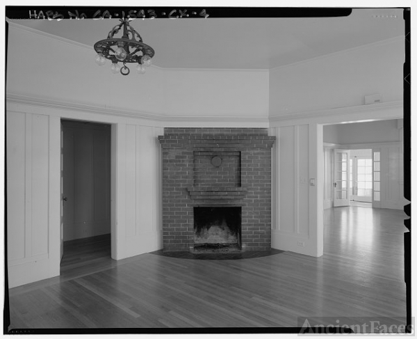 Interior view of front (southwest) corner room with...