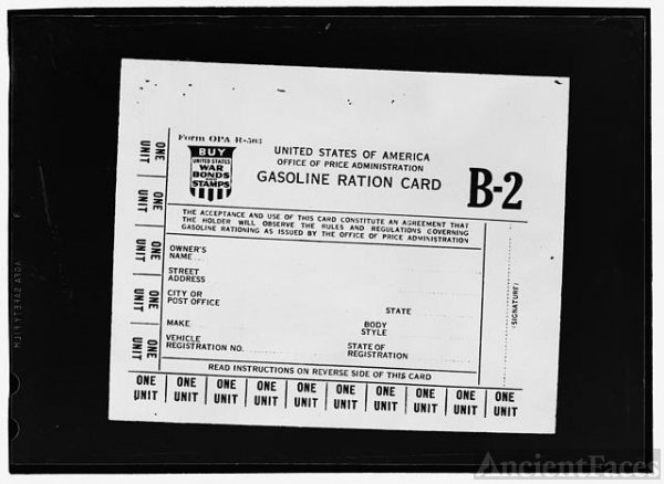 Gasoline ration card B2. This card is issued to the owner...