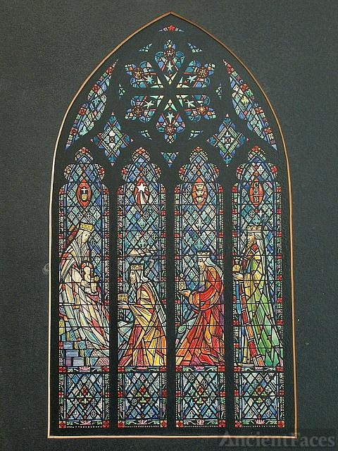 [Design drawing for stained glass window showing Epiphany...