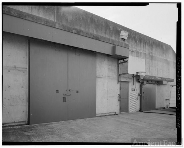 Detail, rear door types, building 242, oblique view to...