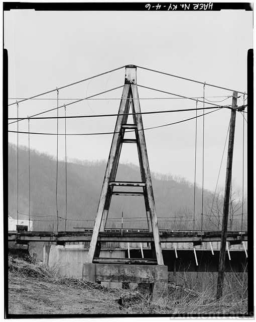 6. SIDE VIEW OF EAST TOWER AND ABUTMENT - Boldman Bridge,...
