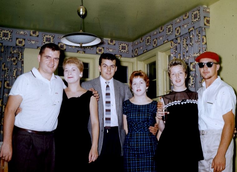 The Tracey family with spouses