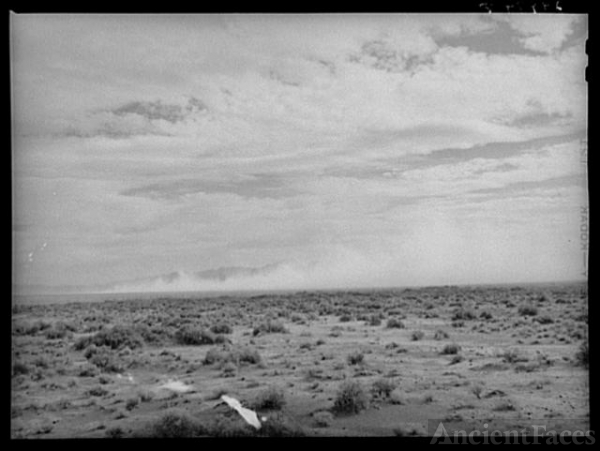Dust storm on desert. Nye County, Nevada