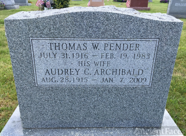 Thomas William Pender Jr. & Wife Audrey C. Archibald-Pender--gravestone