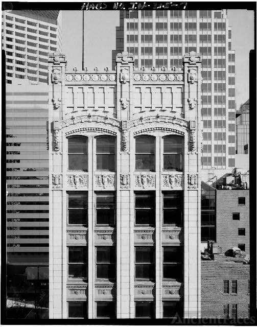 7. VIEW NORTH, SOUTH FACADE, UPPER WINDOW PARAPET DETAIL,...