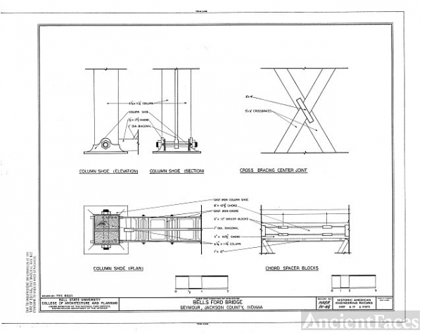 Column Shoe Elevation and Plan, Cross Bracing Center...